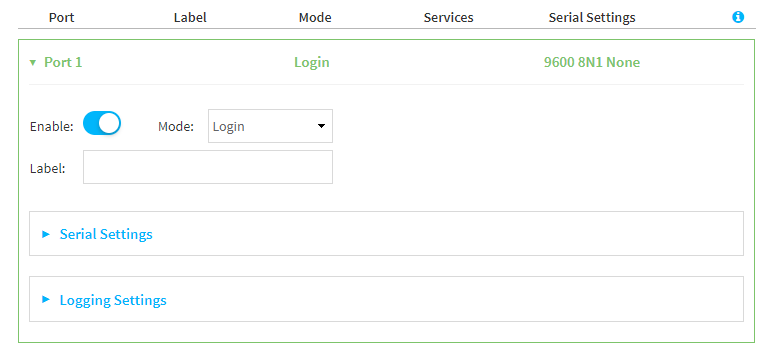 Configure Application mode for a serial port